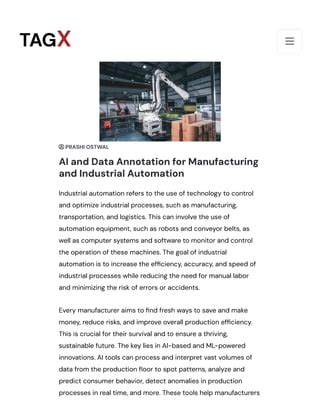 Ai And Data Annotation For Manufacturing And Industrial Automation Pdf