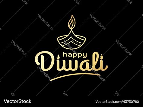 Happy Diwali Handwritten Lettering Text Word Type Vector Image