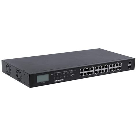 Intellinet 24 Port Gigabit Ethernet Poe Switch 2 Sfp Ports Firefold
