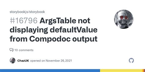 Argstable Not Displaying Defaultvalue From Compodoc Output Issue