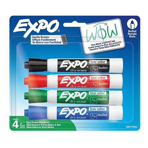 Expo Dry Erase Markers Bullet Tip Assorted Colors 4 Pack 2081760