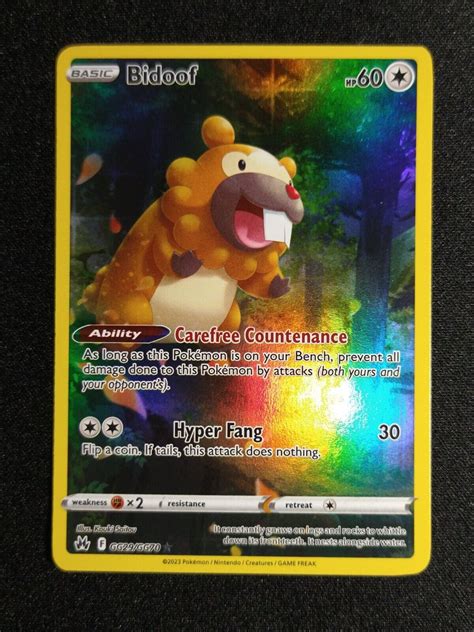 Pokemon Bidoof GG29 GG70 Ultra Rare Crown Zenith Galarian Gallery NM Values MAVIN