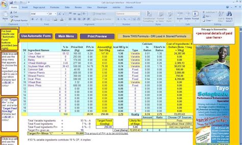 Real Life Ration Formulation Demonstration Using Tayo S Solagbade S Excel VB Ration Formulator
