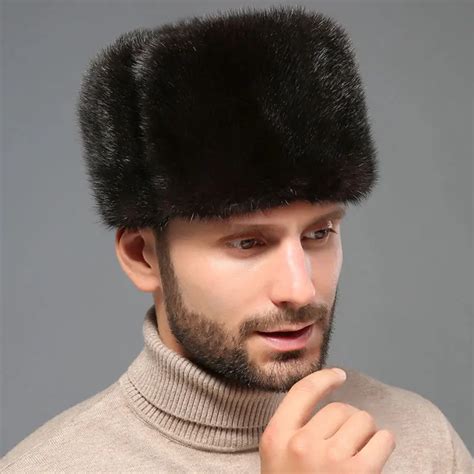 New Natural Color Fur Hat Siberian Style Real Fur Lei Feng Hat Russian Ushanka Thickening Warm