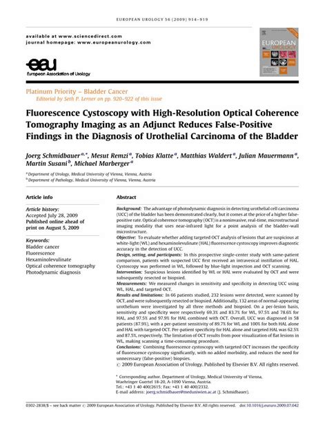 Pdf Fluorescence Cystoscopy With High Resolution Optical Coherence