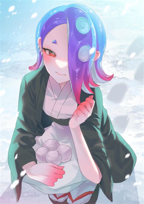 Safebooru 1girl Absurdres Blue Hair Blue Sky Cephalopod Eyes Closed