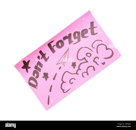 Sticky Note With Text Dont Forget And Drawings On White Background