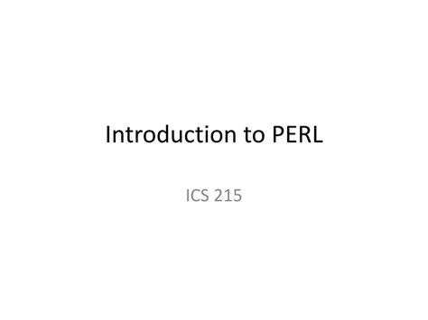 Ppt Introduction To Perl Powerpoint Presentation Free Download Id