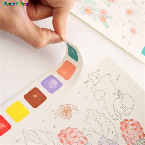 휴대용 어린이 포켓 수채화 색칠하기 책 페인트 및 브러시 그래피티 색칠하기 책 세트 Diy 그림 북마크 아트 1 세트