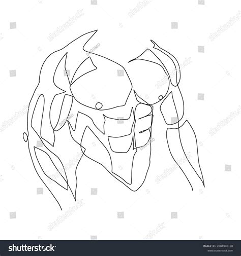 Continuous Line Male Figure Naked Strong Stock Vector Royalty Free
