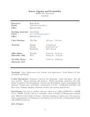 Linear Algebra And Probability Math Fall Course Course Hero