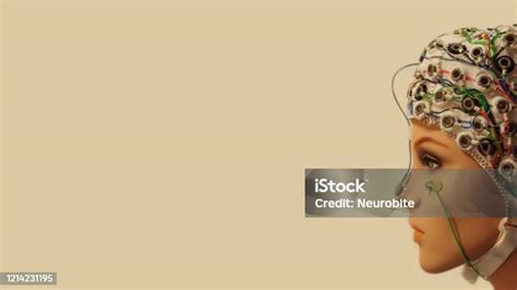 부드러운 배경에서 뇌 활동의 실험 기록에서 Eeg 모자를 가진 아름다운 여성 마네킹 여자에 대한 스톡 사진 및 기타 이미지 여자 관능 전극 Istock