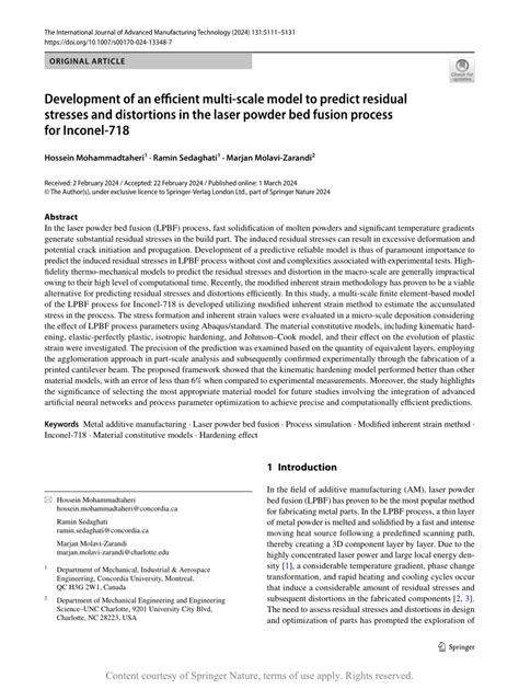 Development Of An Efficient Multi Scale Model To Predict Residual Stresses And Distortions In