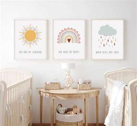 You Are My Sunshine Wall Art Rainbow Nursery Nursery Wall Art