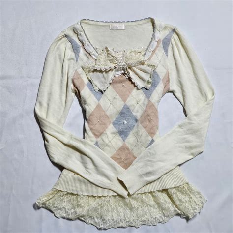 로걀 아가일 니트 갸루 히메갸루라떼갸루 후루츠패밀리