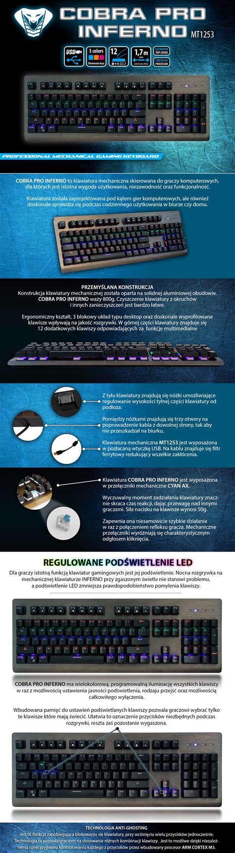 Klawiatura Mechaniczna COBRA PRO INFERNO MT KOMPUTERY I TABLETY Akcesoria Gamingowe