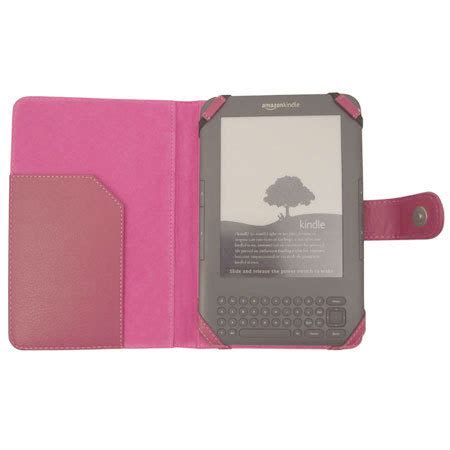 Leather Style Book Case For Amazon Kindle Keyboard Pink