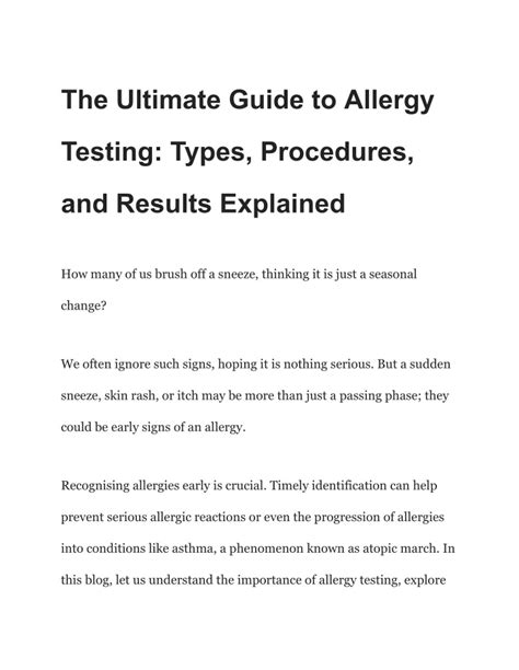 Ppt The Ultimate Guide To Allergy Testing Types Procedures And