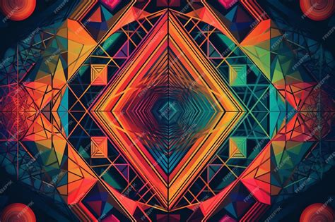 Premium Ai Image Psychedelic Geometry Wallpaper Illustration Generative Ai