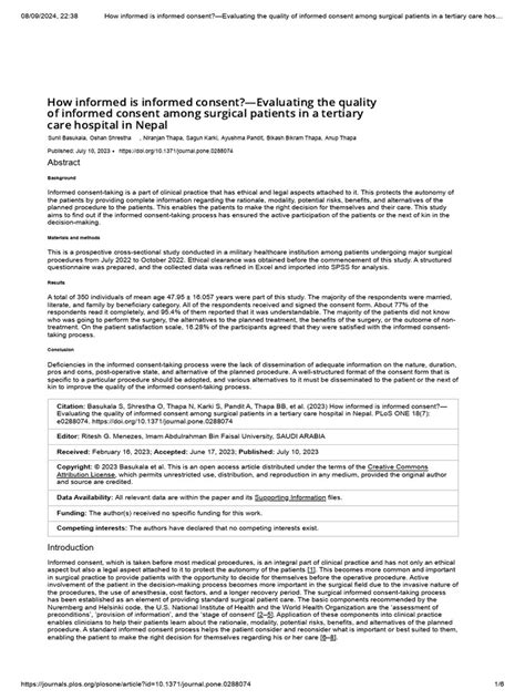 How Informed Is Informed Consent—evaluating The Quality Of Informed
