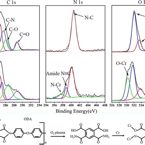 A C 1 S N 1 S O 1 S Core Level Xps Spectra Unmodified Polyimide And