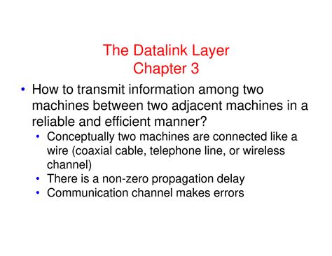 Chapter 3 Data Link Layer 2020 The Datalink Layer Chapter 3 • How To