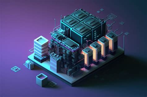 Isometric Data Center Server Hardware Background Futuristic Look Up The Concept Of Big Data