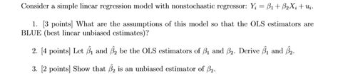 Solved Consider A Simple Linear Regression Model With Chegg