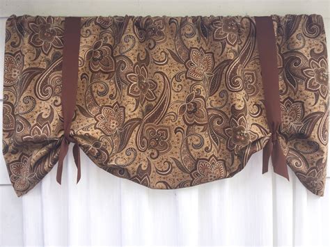 Window Valance Paisley Brown Tan Window Valance Paisley Etsy