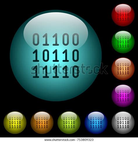 binary code icons color illuminated spherical stock vector royalty