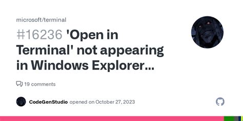 Open In Terminal Not Appearing In Windows Explorer Context Menu