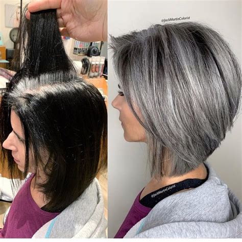Before And After Haircut Styles For 2020 Grey Hair Inspiration Hair Highlights Grey Hair