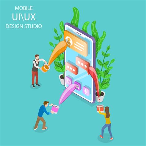 Premium Vector UI And UX Design Studio Isometric Flat