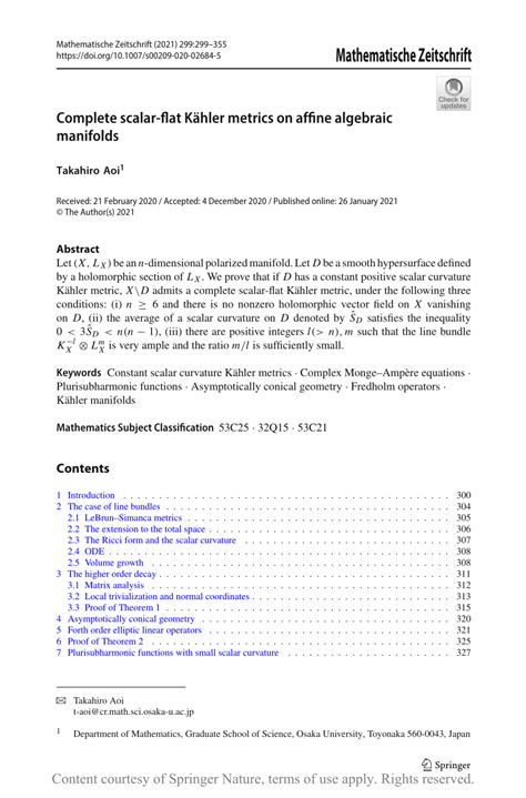 PDF Complete scalar flat Kähler metrics on affine algebraic manifolds