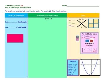 Quadratic Equations Area Of A Rectangle Word Problem By AlgebraMart