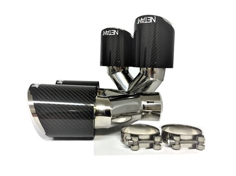Buy Netami Inlet Exhaust Tip Quad Carbon Fiber Staggered Outlets Polish Bolt On A Pair