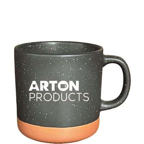 Augusta Mug Black Satin White Specs Clay Base 14 Oz Arton Products