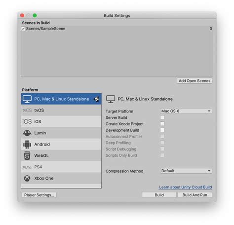 ビルド設定 unity マニュアル
