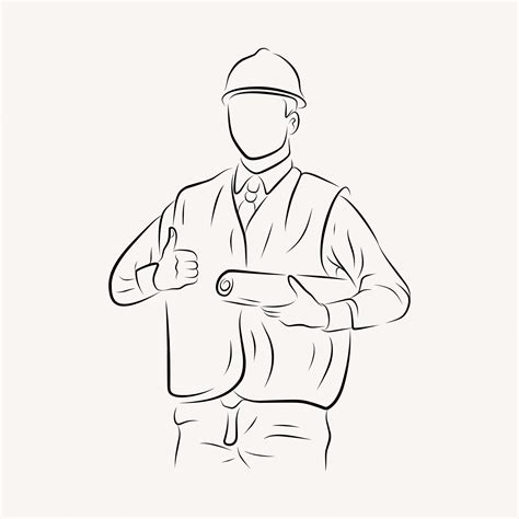 Premium Vector Engineering Outline Character Line Art Illustration