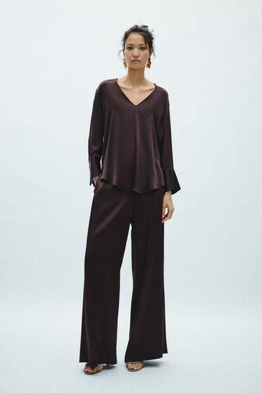 Zw Collection Satin Top Chocolate Zara India