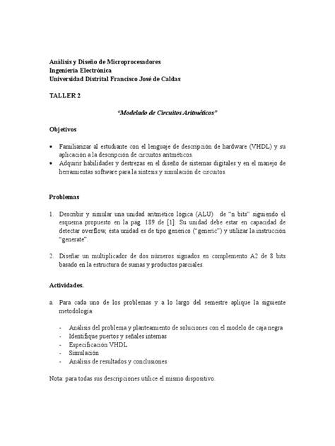 Modeling Arithmetic Circuits Using Vhdl Designing An Alu And