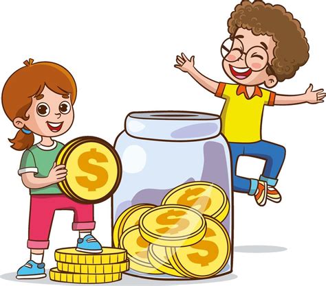 Niños Y Muchachas Son Poniendo Dinero Dentro El Cerdito Banco