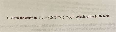 [solved] 4 given the equation tr 1 7 2 7 r x 7 y calculate