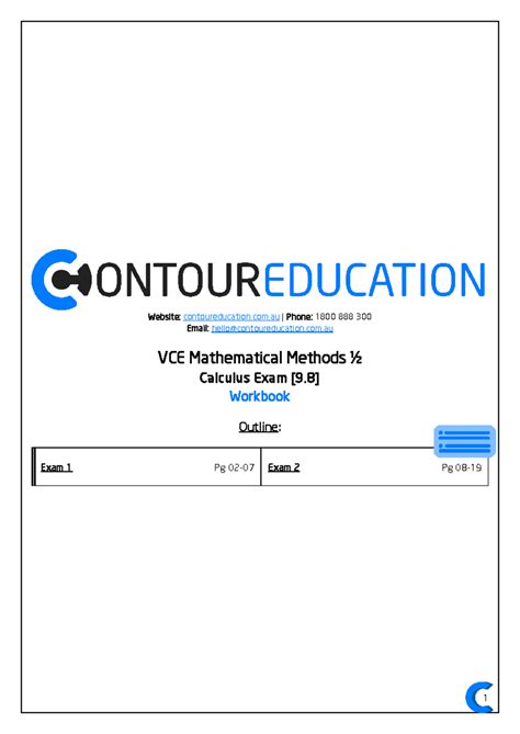 Calculus Exam Workbook 1 Website