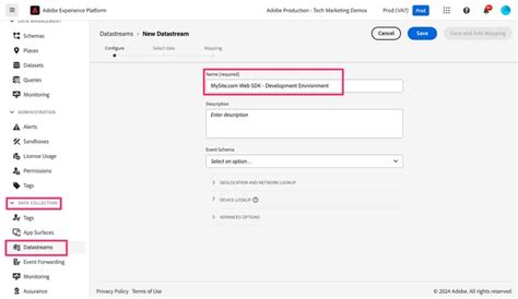 Create And Configure A Datastream Adobe Data Collection
