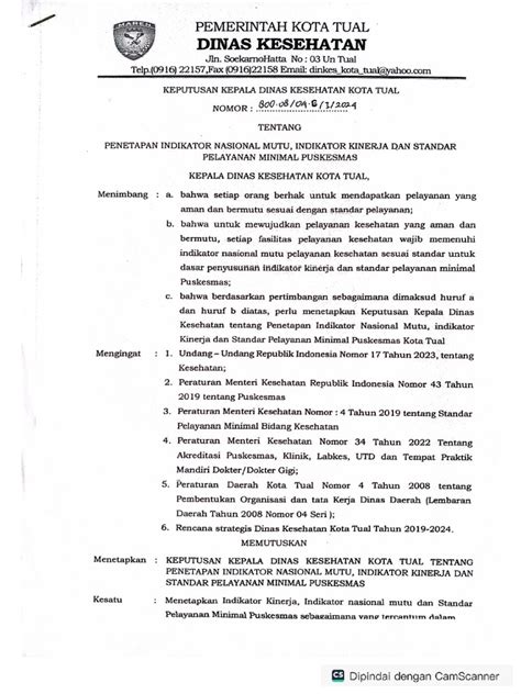 Sk Penetapan Indikator Nasional Mutu Indikator Kinerja Dan Spm Pkm Pdf