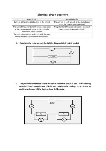 Electricity And Circuits Revision Edexcel Gcse Physics Teaching