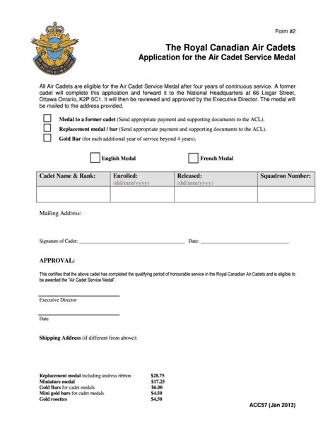 Fillable Online The Royal Canadian Air Cadets Application For The Air