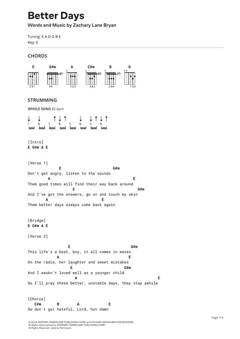 Better Days Guitar Chords