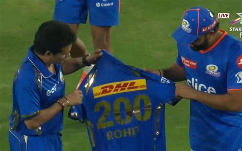Ipl 2024 Rohit Sharma Presented Special Jersey By Sachin Tendulkar On